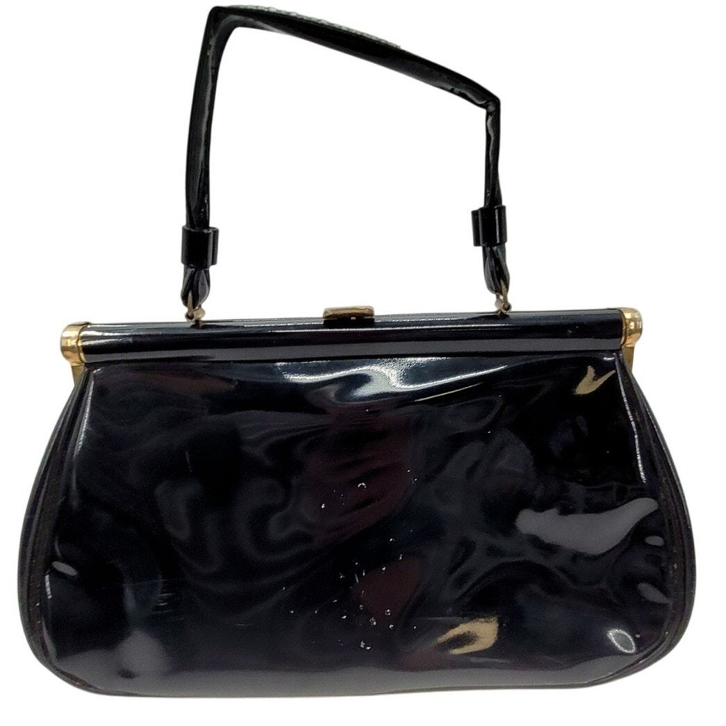 Vintage 50s Patent Leather Vinyl Top Handle Clasp Fra… - Gem