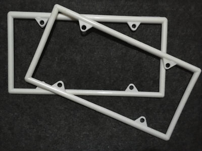 Front And Rear Plain License Plate Frames, White Plastic | eBay