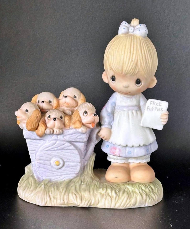 ICONIC RARE Precious Moments “God Loveth A Cheerful Giver” FREE PUPPIES ...