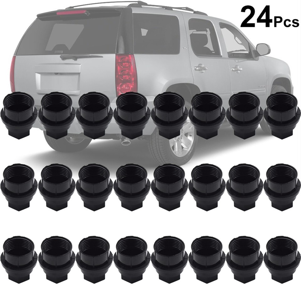 24PCS Lug Nut Cap Cover Black Set 15646250 For GMC 1500 2500 Chevy GM ...