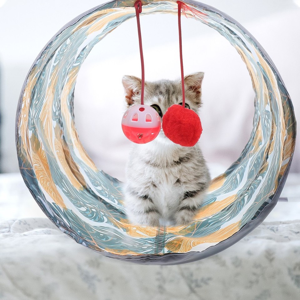 Foldable Cat Tunnel Home Cat Tunnel Toy Indoor Kitten Tunnel Polyester ...