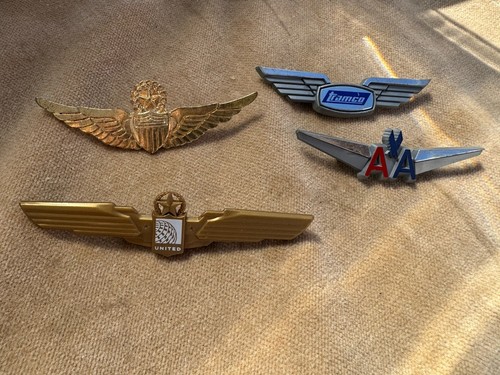 Lot of 4 Vintage Airline Children's Pilot Wings Pins, Tranco 2 United ...