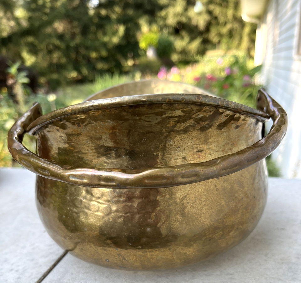 Vintage Hammer Brass Scoop Sided Bucket with Hammer Handle 8 1/2 inches ...