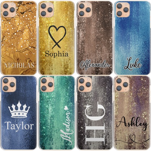 PERSONALISED PHONE CASE FOR IPHONE 12/11/XR INITIAL GOLD COLOUR PRINT ...