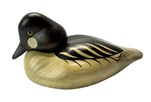 Vintage 1982 L. Justice Swan Quarter hand carved painted Goldeneye ...