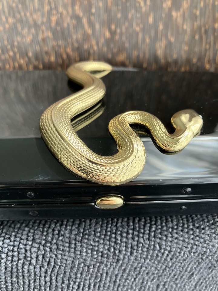 KILIAN Empty CLUTCH / CASE BLACK ENAMEL WITH GOLD SNAKE (GOOD GIRL GONE ...