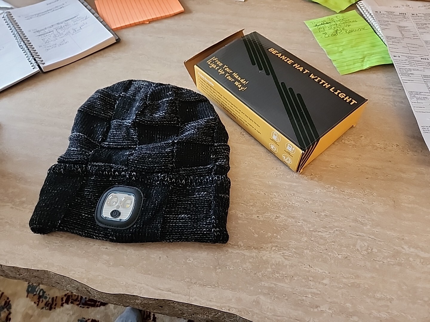 LED Beanie Hat Light - Unisex Knit Headlamp Cap for Men Christmas Gifts ...