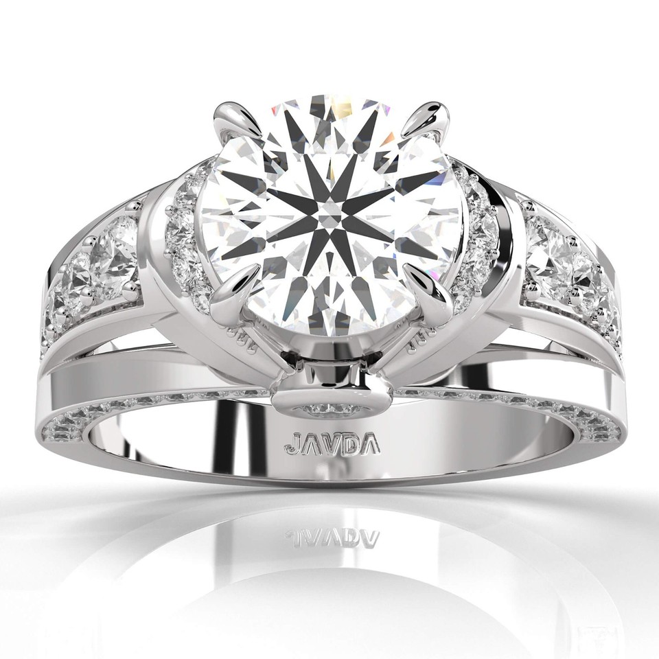 Knot Style Bridge Accent Round Diamond Engagement Bezel Set Ring GIA I ...