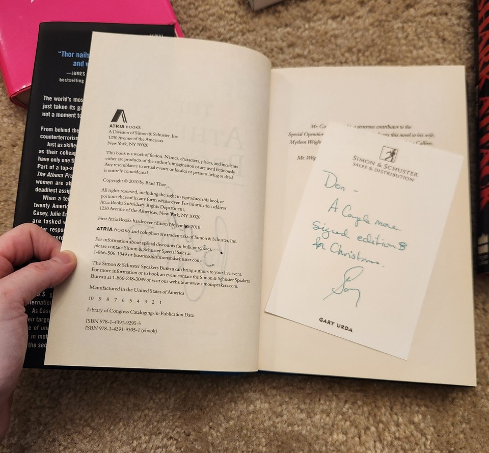 The Athena Project by Brad Thor, ATRIA-Simon&Schuster NY 2010 Signed HC ...