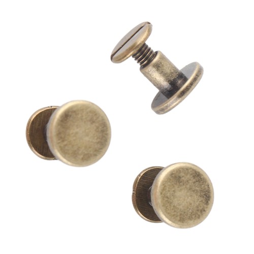 20pcs Flat Head Copper Brass Screws Nuts Nail Rivets Leather Cap Spare ...