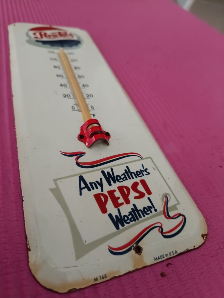 Vintage Pepsi cola Thermometer Tin merchandise advertising NO Porcelain ...