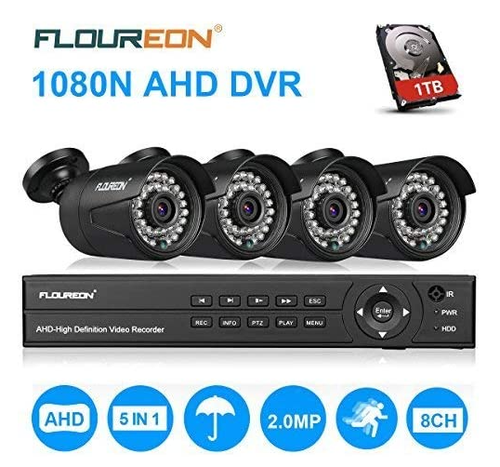 Floureon Security Camera NTSC System 4/8 AHD Cameras, 720P/1080P, 4CH ...