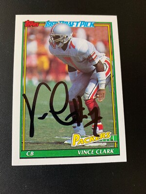 Vince Clark Signed 1991 Topps #439 Rookie Card Green Bay Packers ...
