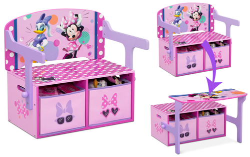 Disney Minnie Mouse Bench Seat Desk Storage Bins Activity Table Girls ...