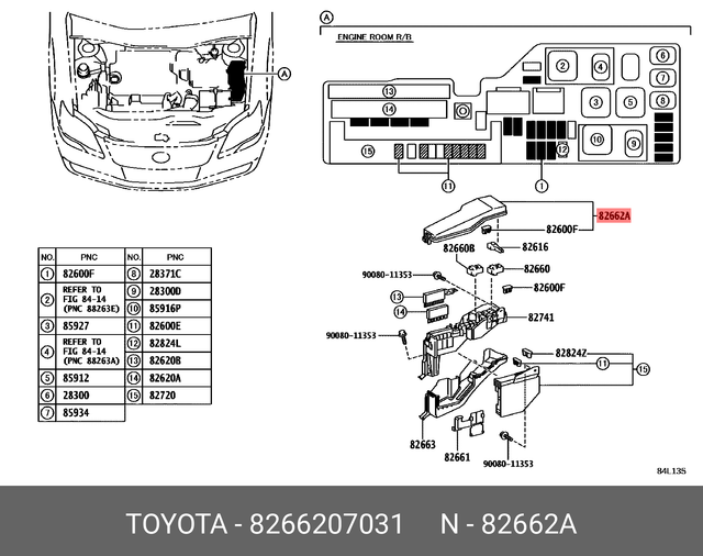 Genuine OE cover relay block upper no.1 8266207031 for TOYOTA 82662 ...
