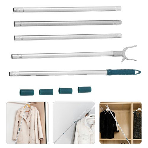 Portable Clothesline Props Rail Adjustable Poles Indoor Hook Pole ...