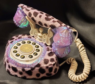 Vtg Working Push Button Toy Telephone French Princess Style Purple ...
