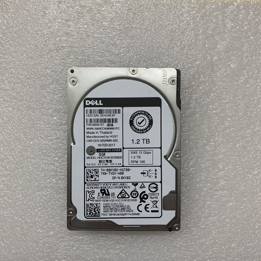 New Dell 0KV02 HGST HUC101812CSS200 1.2TB 2.5" 10K 12Gbps SAS HDD Hard ...