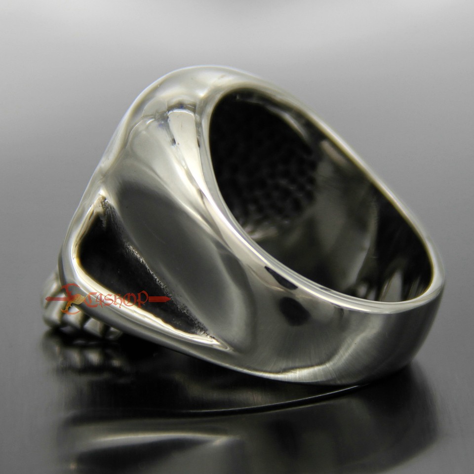 Stainless Steel Skull Men's Ring Gothic Punk Walking Evil Dead Death ...