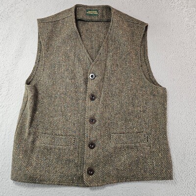Vintage Donegal Tweed Vest Mens Size 42R Taupe Nep Wool Ireland 5 ...