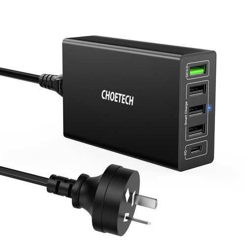 CHOETECH Q3-4U2Q 60W 5 Ports PD USB-C + USB x 4 Charging Station AU Adapter | eBay