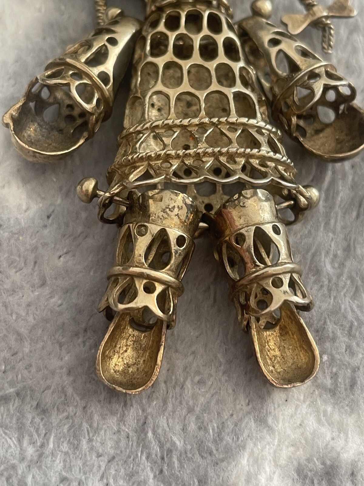 LARGE STERLING SILVER GILT RAG DOLL PENDANT 38 GRAM 8… - Gem