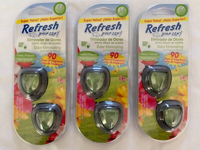 3 Pack (2 in Each) Refresh Your Car FRESH SPRING AIR Odor Eliminator ...