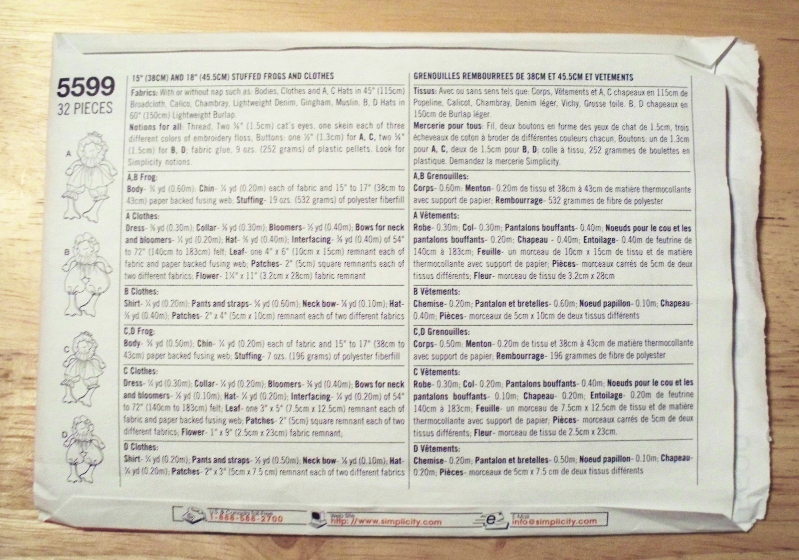 Becky's Rag Bag Treasures Simplicity 5599 Frogs & Clothes Craft Pattern ...