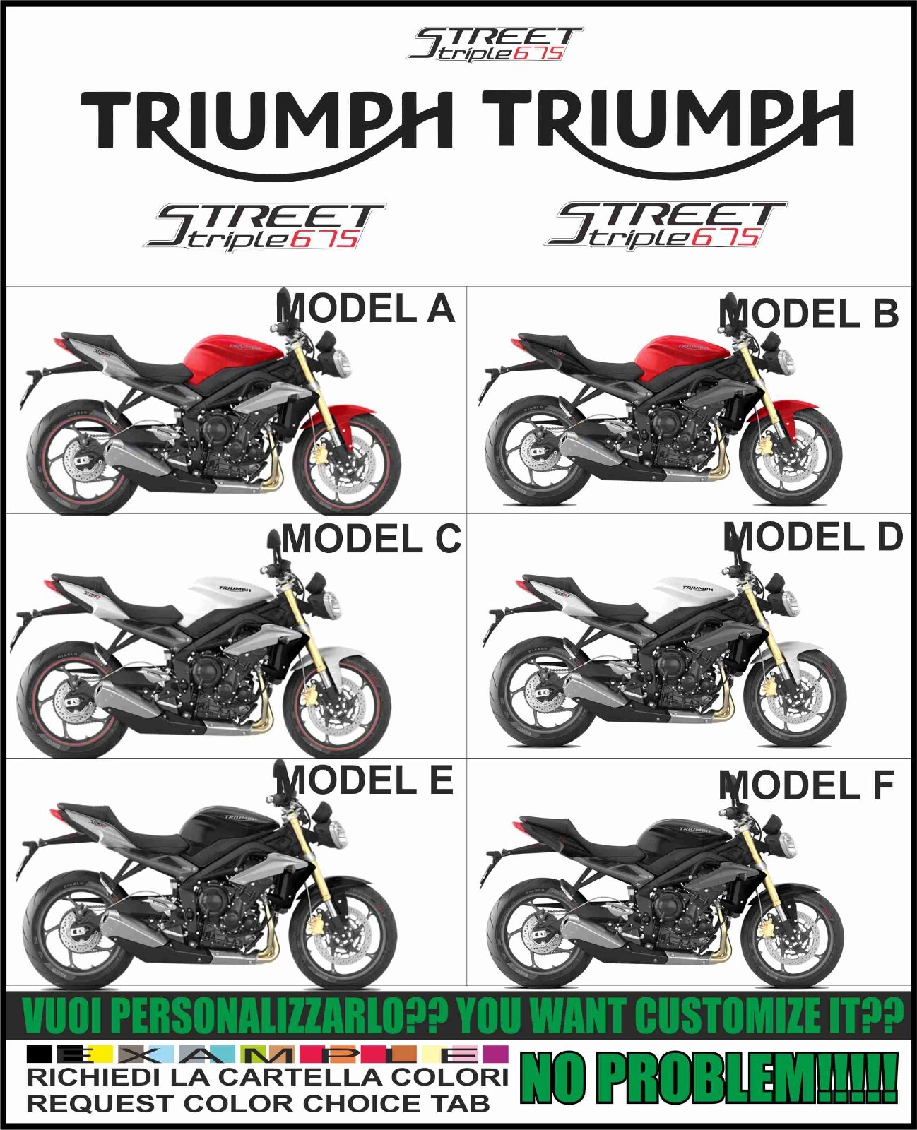 Stickers 675 Street Triple 2015 2016 Set Compatible | eBay UK