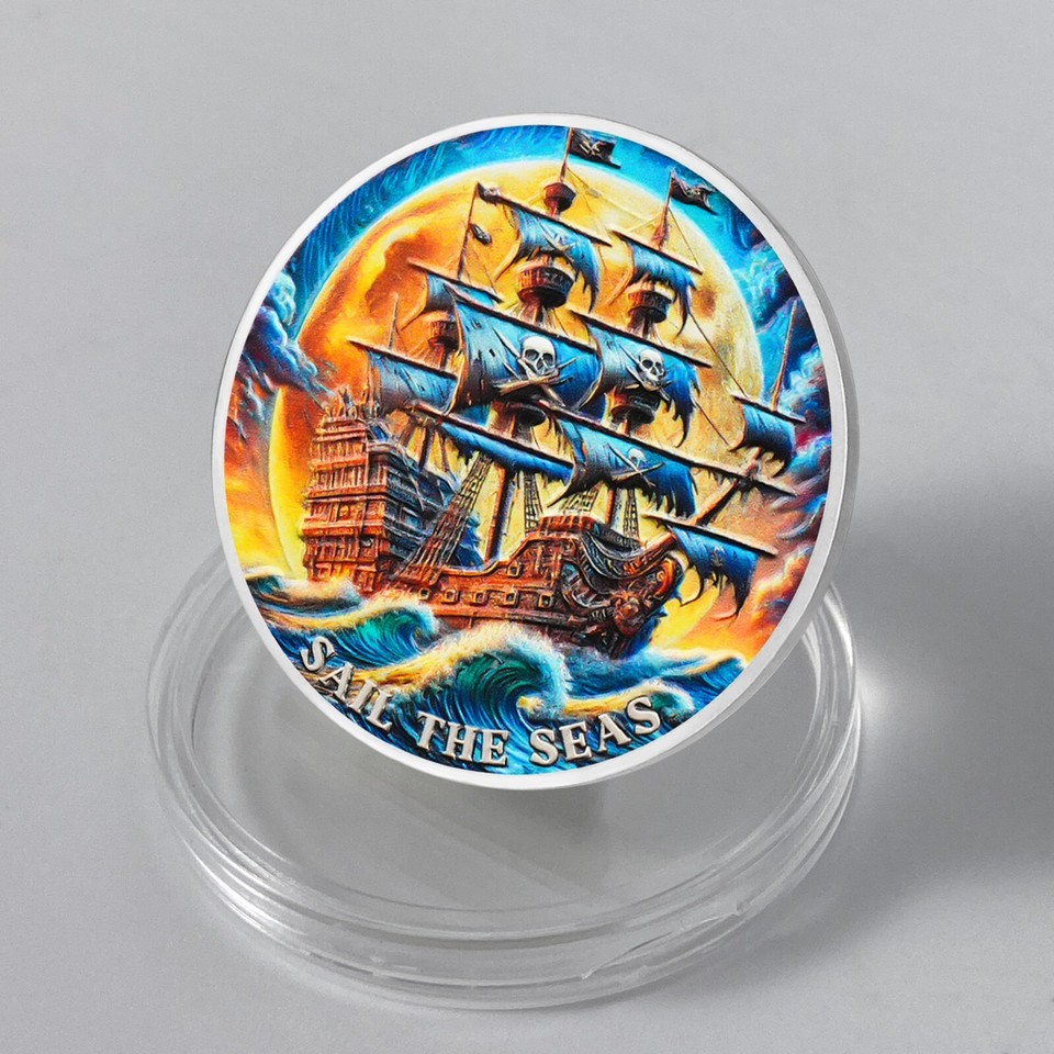 Cool Captain Skull Pirate Challenge Coin | Sail The Sea, Lead Your ...