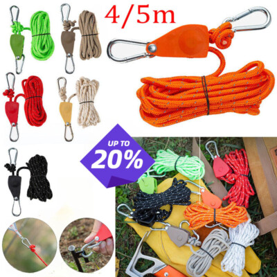 1x Adjustable Camping Ratchet Pulley Tent Guide Rope Guy Line Tensioner ...