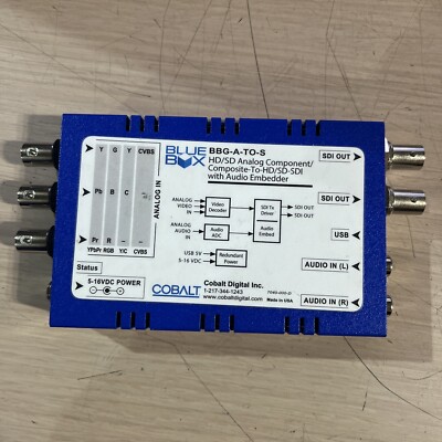 BBG-ATOS - BLUE BOX HD/SD ANALOG TO HD/SD-SDI CONVERTER WITH AUDIO ...