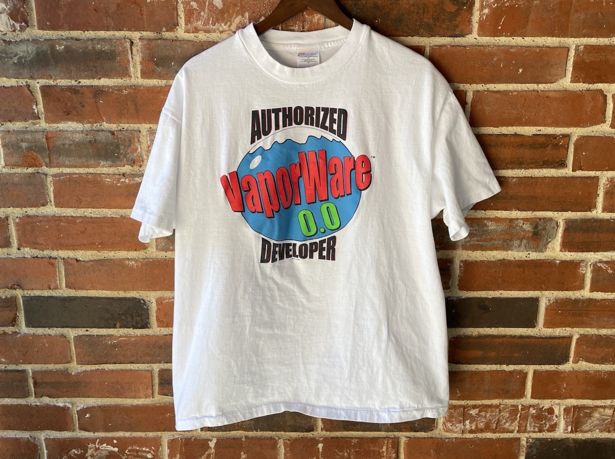 1990s Very Rare Technology Vaporware Dev Tee Size XL … - Gem