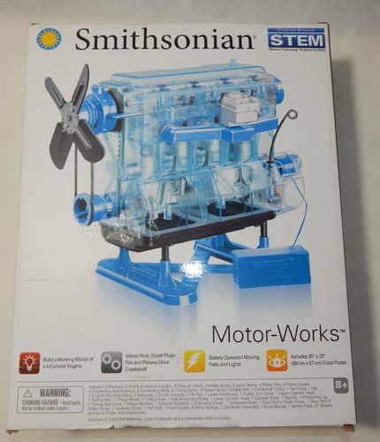 Smithsonian Motor-Works Blue STEM Building Kit 2022 4 Cylinder Engine ...