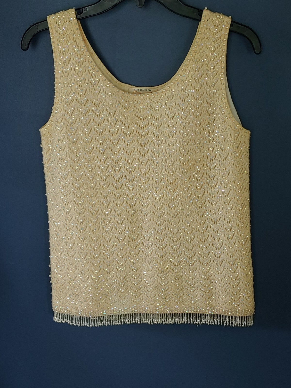 Vtg 60s Hand Beaded Wool Sweater Tank by Cyn Les Retr… - Gem