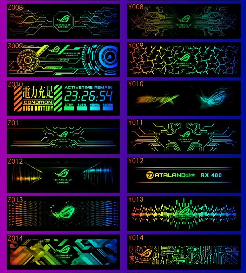 Custom Pic & Size ARGB GPU Side Panel GPU Backplate Colorful Light ...