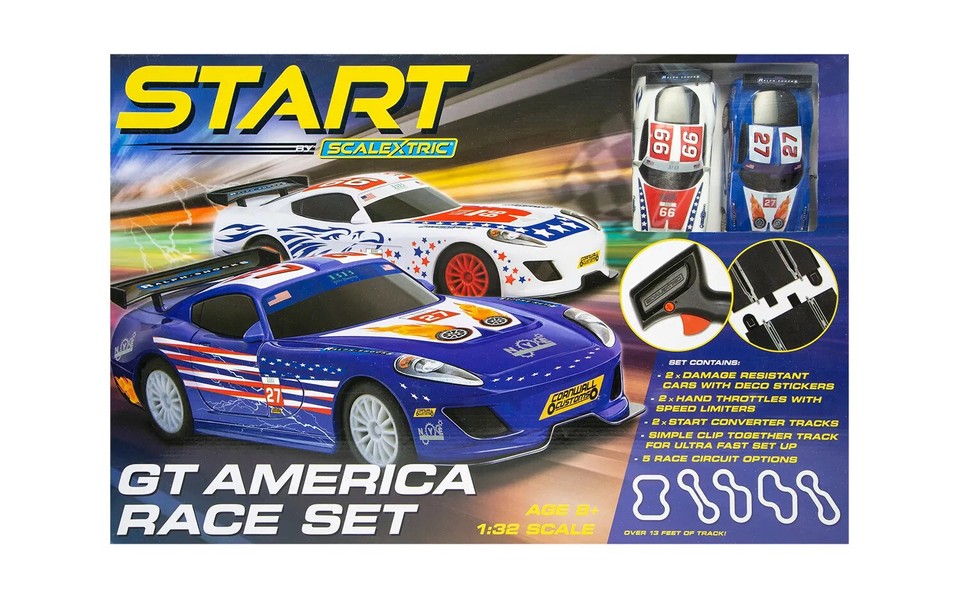 Scalextric Start GT America 1:32 Scale Slot Car Race Track Set C1411T ...