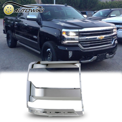 For 2016-2018 Chevy Silverado 1500 Chrome Headlight Trim Bezel ...