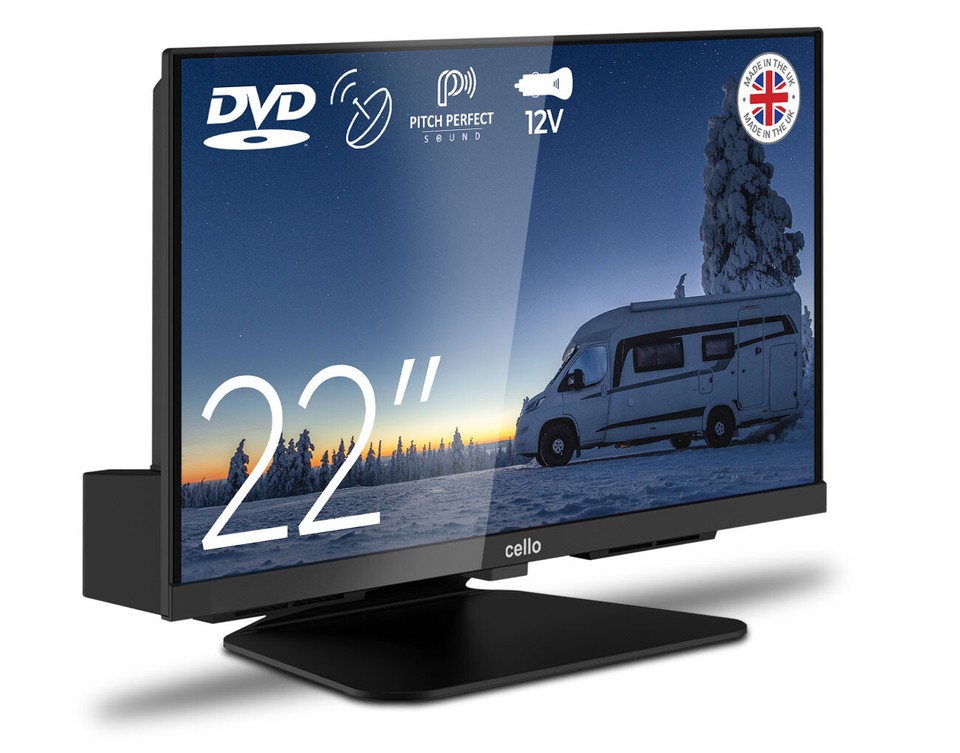 CELLO 22" inch 12v volt TRAVELLER TV DVD FULL HD DIGITAL & SAT TUNER ...