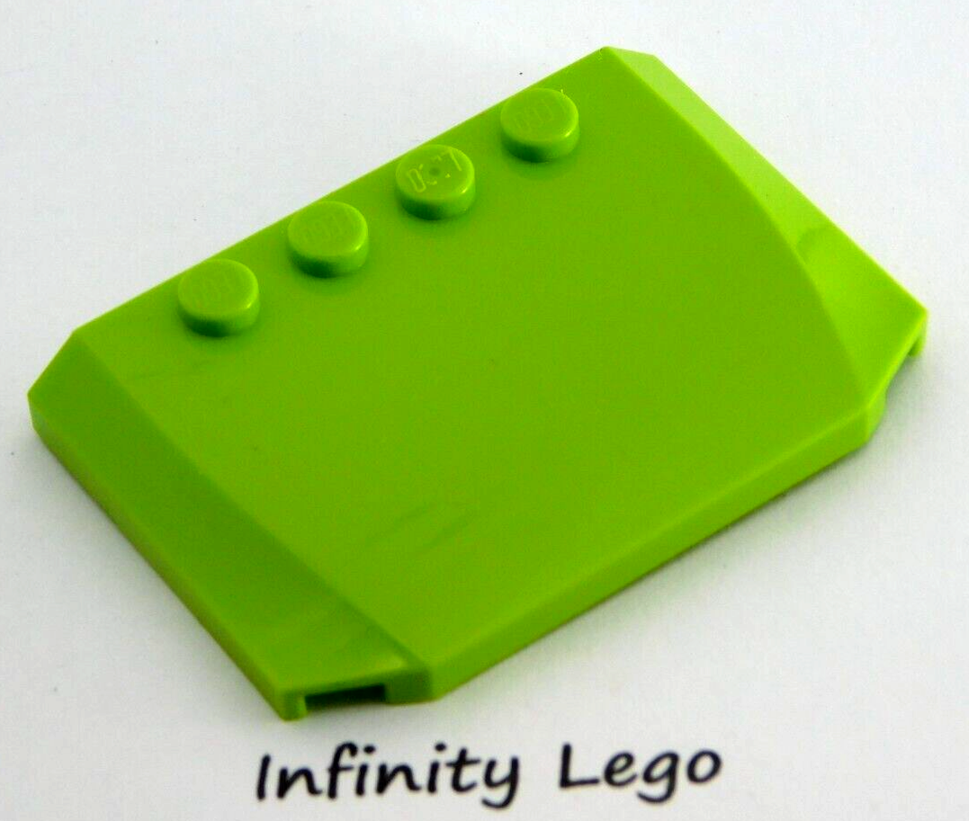 4 LEGO Lime Car Bonnet Wedge Plate 4 x 6 x 0.66 Curved (52031) - 4 ...