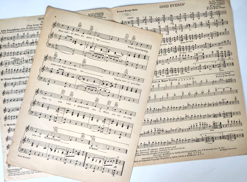 Good Evenin Tot Seymour Vintage Sheet Music 1930 David Coots Engel | eBay