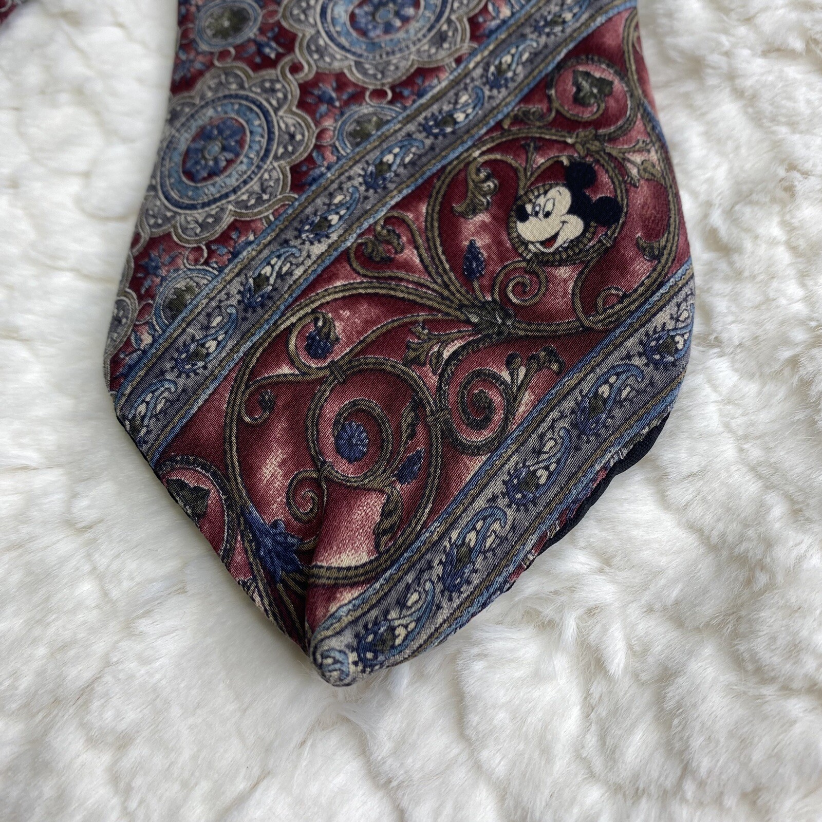 Vintage Mickey Mouse Disney Paisley Silk Neck Tie - Gem