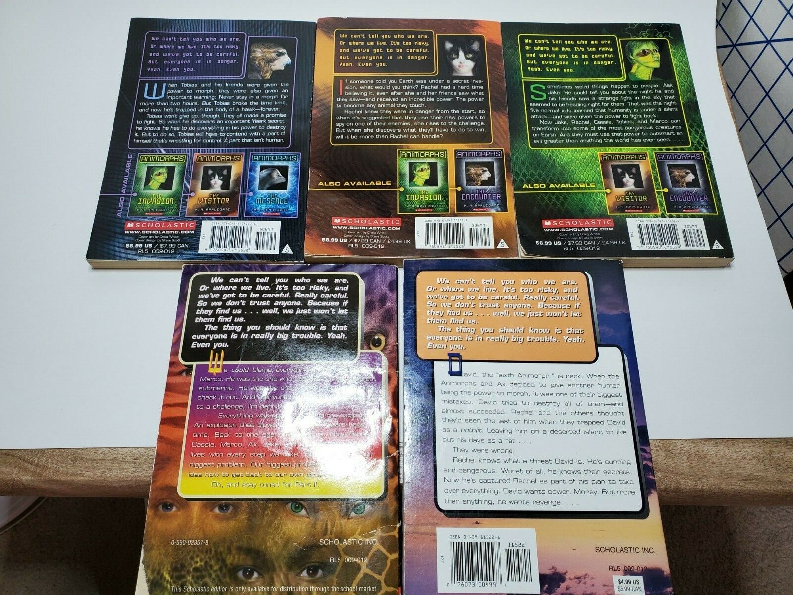 Animorphs Books The Return, Invasion, Visitor, Encounter, Dinosaurs ...