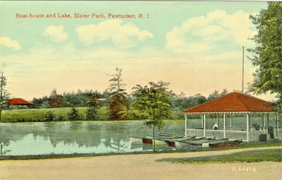 Pawtucket RI The Boat House and Lake at Slater Park | eBay