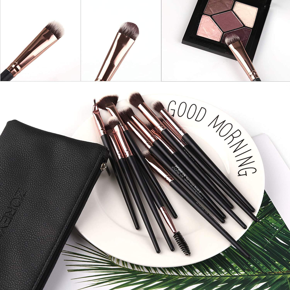 12 Pcs Eye Brush Eyeshadow, Eyebrow, Blending, Fan, Eyelash Brushes ...