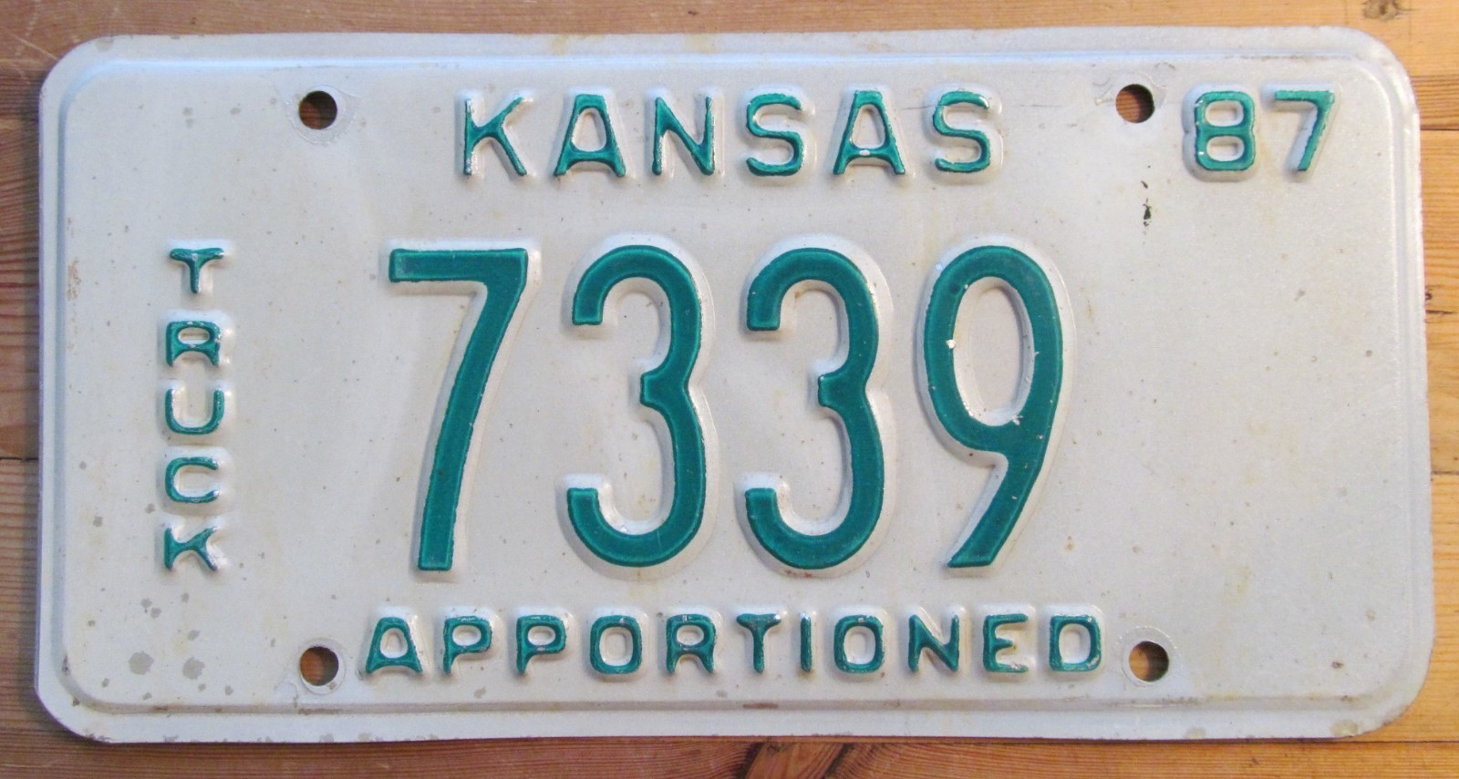Kansas 1987 APPORTIONED TRUCK License Plate # 7339 | eBay