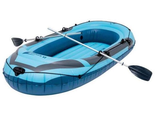 Crivit Inflatable 3 Person Dinghy boat & 2 Oars Emergency Escape or ...