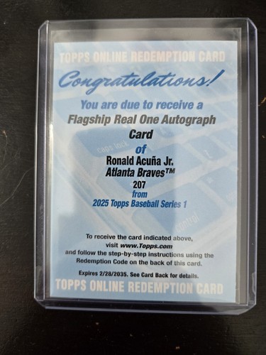 2025 TOPPS SERIES 1 RONALD ACUNA JR. FLAGSHIP REAL ONE AUTO Redemption ...
