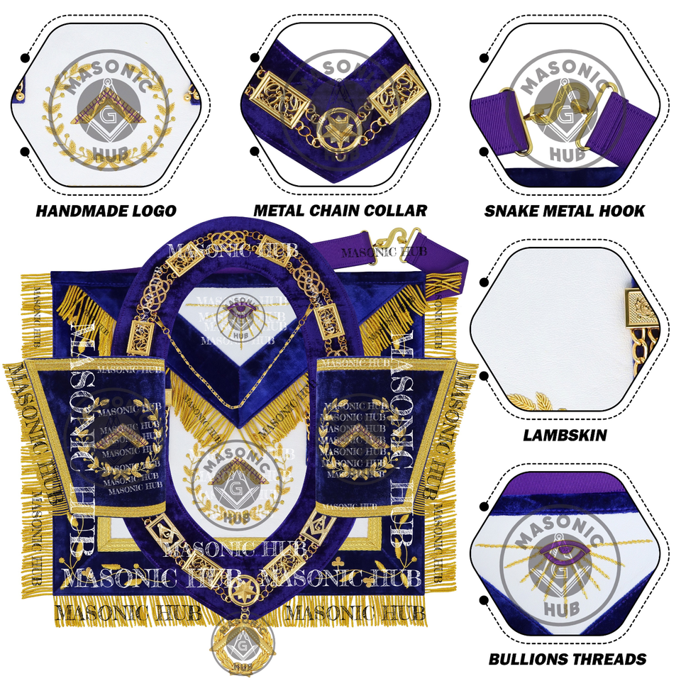 Masonic Grand Lodge Worshipful Master Regalia Set – Hand Made Lambskin ...