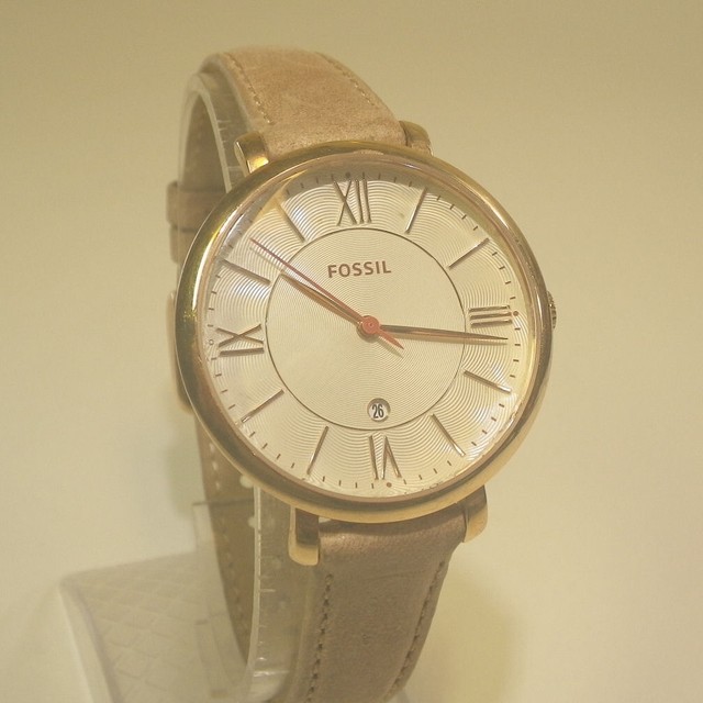 Fossil ES3870 Jacqueline Women's Leather Analog Beige Dial Quartz Watch ...